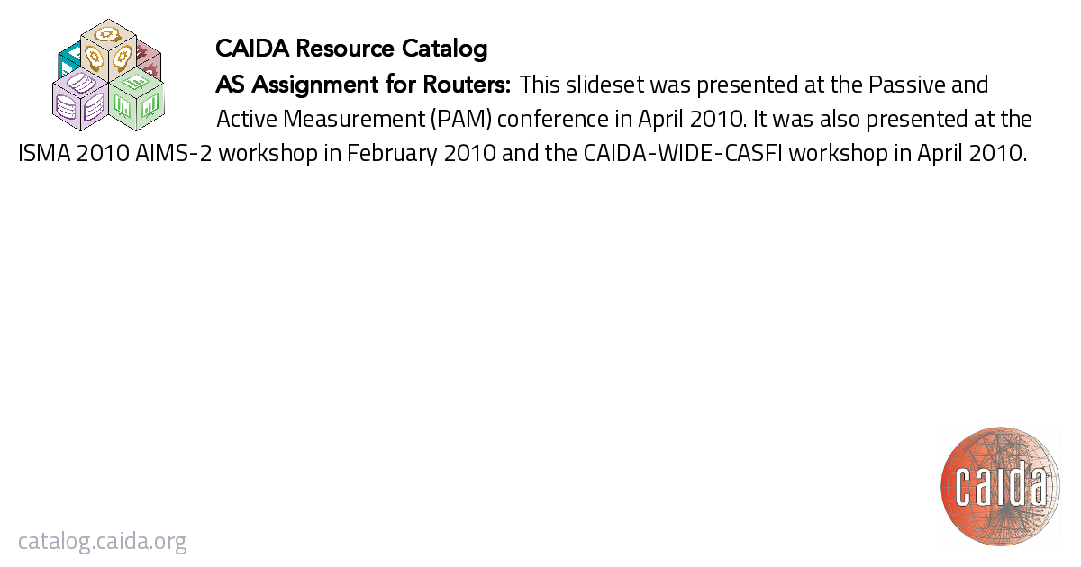 CAIDA Resource Catalog