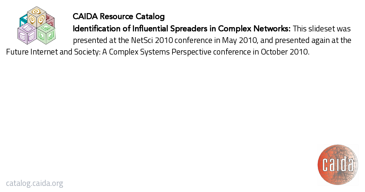 CAIDA Resource Catalog