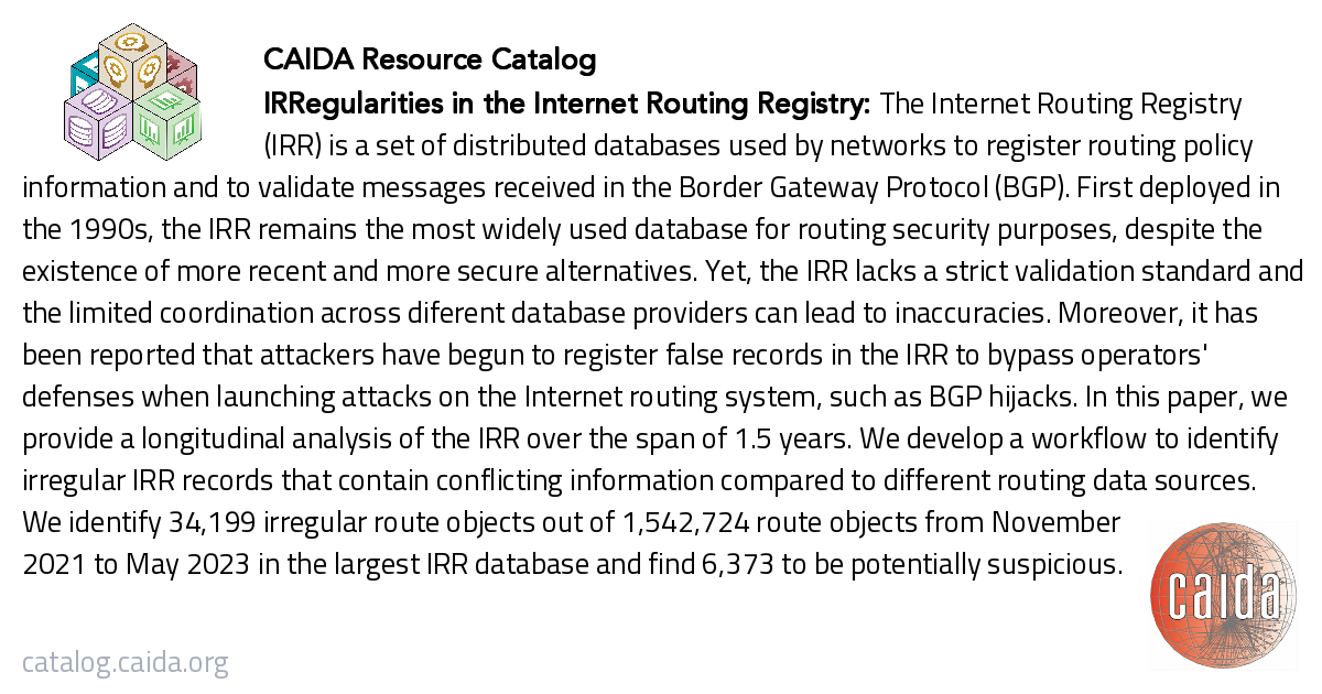 CAIDA Resource Catalog